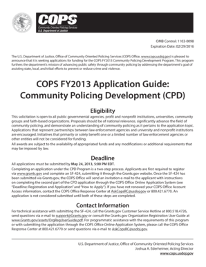 Fillable Online cops usdoj COPS FY2013 Application Guide: Community ...