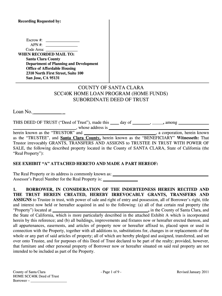 Fillable Online sccgov SCC40K HOME DeedJan2011.doc Fax Email Print - pdfFiller