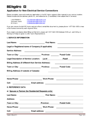 Fillable Online Please complete, scan and email your application to the BC Hydro regional office ...