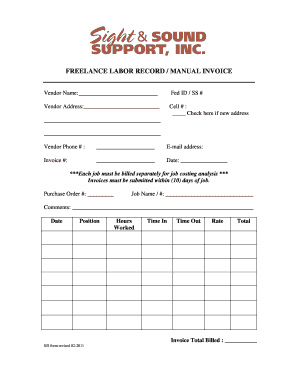 Fillable Online Freelance Invoice - Sight & Sound Support, Inc. Fax ...