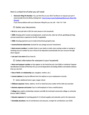 Fillable Online unitedwayyellowstone Here is a check list of what you ...