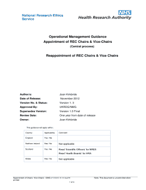 Fillable Online Appointment of Chairs and Vice Chairs, Operational ...