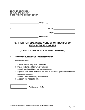 Fillable Online PETITION FOR EMERGENCY ORDER OF PROTECTION Fax Email ...