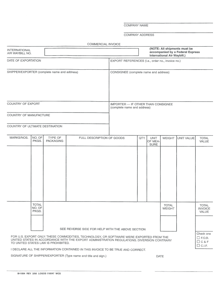 Fedex Commercial Invoice Template Word Fill Out Sign Online DocHub