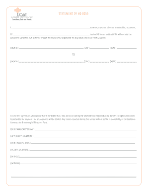 Fillable Online STATEMENT OF NO LOss - LCI Workers' Comp Fax Email ...