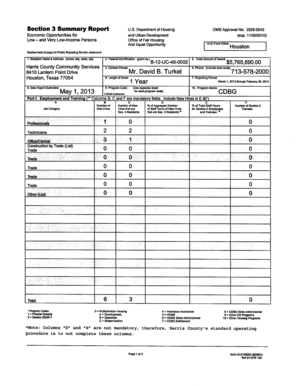 Fillable Online harriscountytx Section 3 Summary Report U ...