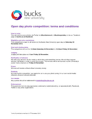 Fillable Online Open day photo competition: terms and conditions Fax ...