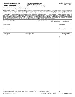 Fillable Online haws HUD 51001 : Periodic Estimate for Partial Payment ...