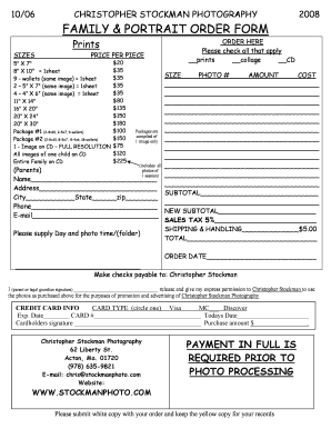 Fillable Online FAMILY & PORTRAIT ORDER FORM - Stockmanphoto.com Fax ...