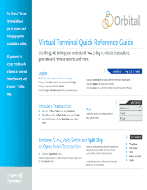 Fillable Online Orbital Virtual Terminal Quick Reference Guide - Chase Paymentech Fax Email ...