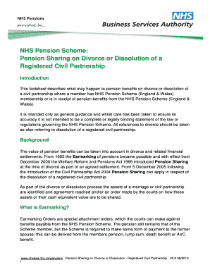 Fillable Online NHS Pension Scheme: Pension Sharing on Divorce or ...