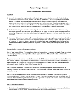 Fillable Online wmich Contract Review Procedures - Western Michigan ...