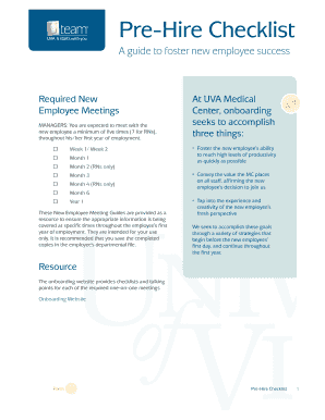 Fillable Online healthsystem virginia New Employee Checklist ...