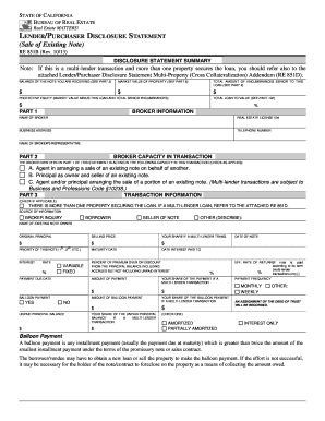 Fillable Online dre ca LENDER/PURCHASER DISCLOSURE STATEMENT (Sale of ...