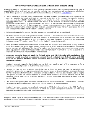 Fillable Online mdc Request for Academic Amnesty Form with Guidelines ...