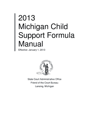 Fillable Online courts mi 2013 Michigan Child Support Formula Manual ...