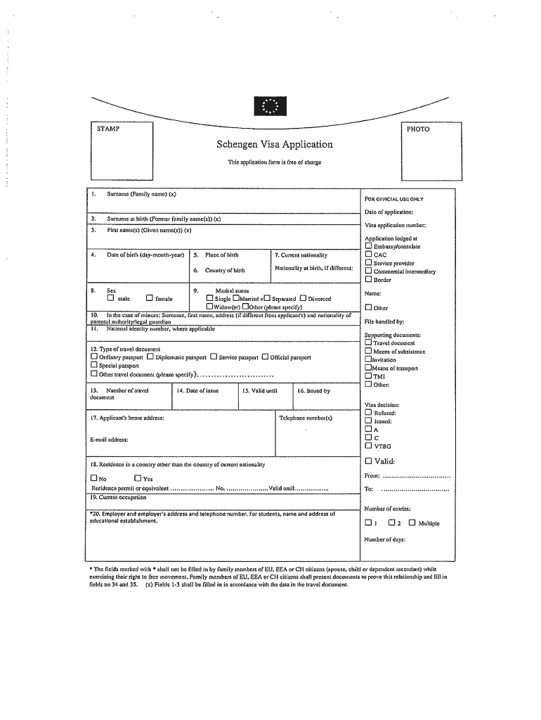 Fillable Online Schengen Visa Application - Embassy of the Kingdom of ...