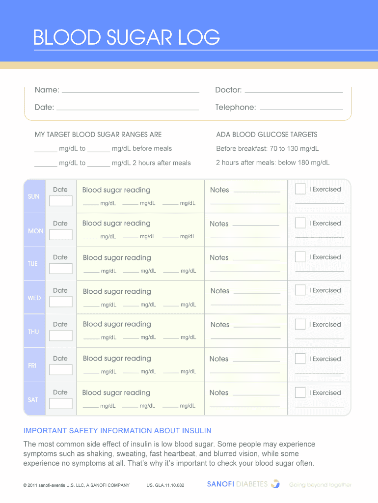 Blood Sugar Log - Get Blood Sugar Control - Fill and Sign Printable ...