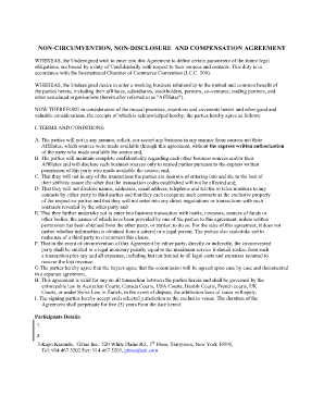 Fillable Online Non-circumvention, non-disclosure and compensation ...