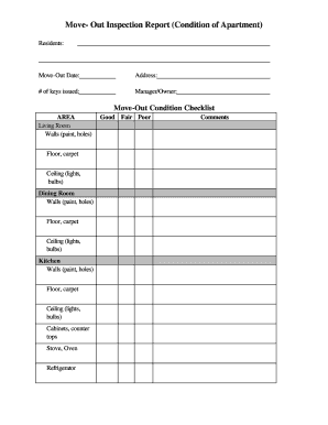 Fillable Online Move- Out Inspection Report (Condition of Apartment ...
