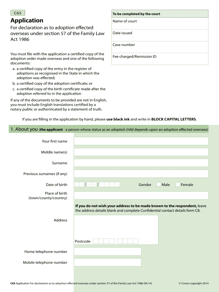 Fillable Online overseas under section 57 of the Family Law Fax Email ...