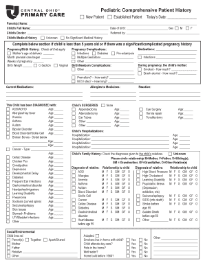 Fillable Online Pediatric Comprehensive Patient History Fax Email Print ...