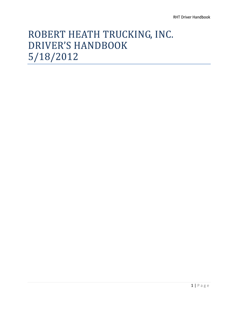 Driver Handbook - Robert Heath Trucking: Fill out & sign online | DocHub
