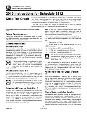 Fillable Online irs 2013 Instruction 1040 Schedule 8812. 2013 ...