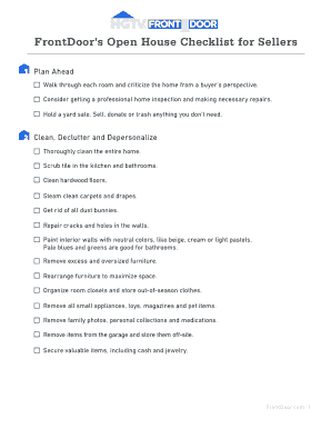 Fillable Online FrontDoor's Open House Checklist for Sellers ...
