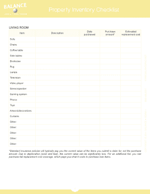 Fillable Online Property Inventory Checklist - Balance Fax Email Print ...