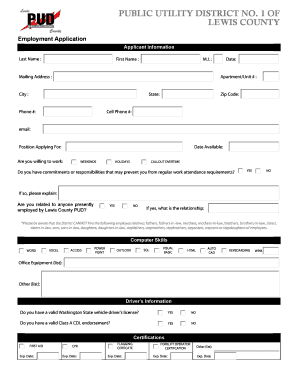 Fillable Online lcpud Employment Application - Lewis County Public ...