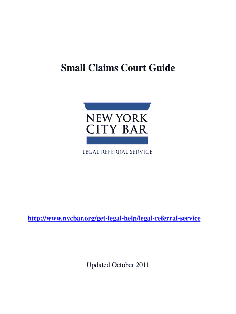 Fillable Online nycbar Small Claims Court Guide - New York City Bar Association Fax Email Print ...
