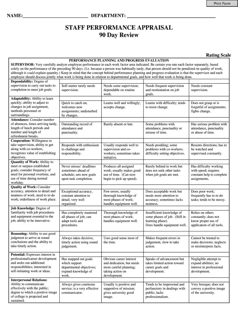 Sample Appraisal Form Filled By Employee Fill Online Printable 