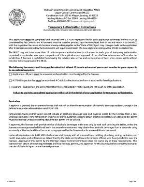Fillable Online michigan Temporary Authorization Instructions and Form ...