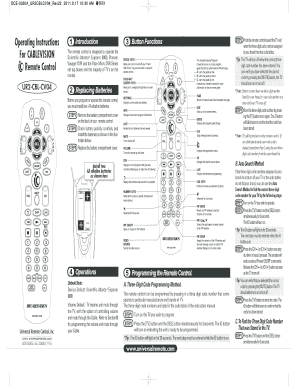 Fillable Online Operating Instructions For CABLEVISION Remote Control ...
