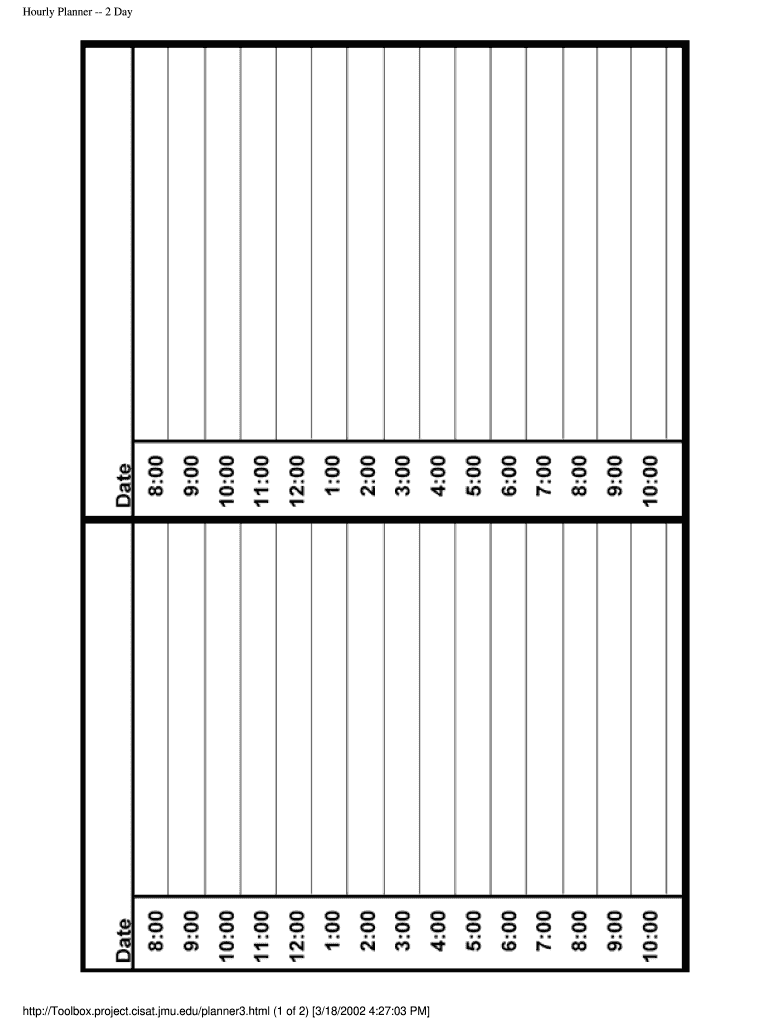 Hourly Planner Printable Pdf Fill Online Printable Fillable Blank 