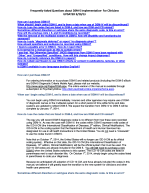 Fillable Online dsm5 FAQs About DSM-5 Implementation - For Clinicians - dsm5 Fax Email Print ...