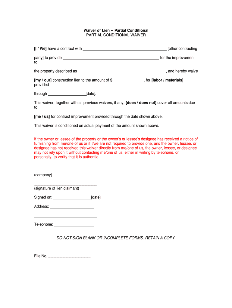 Partial Lien Waiver Template Free Nude Photos