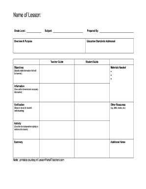 Fillable Online Sample Lesson Plans Fax Email Print - pdfFiller
