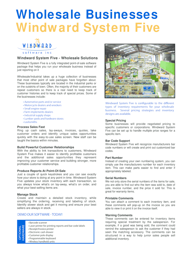 Fillable Online Wholesale Businesses Windward System Five - Windward ...