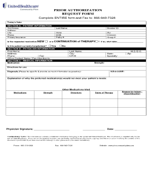 Fillable Online Prior authorization request form - UHCCommunityPlan.com Fax Email Print - pdfFiller