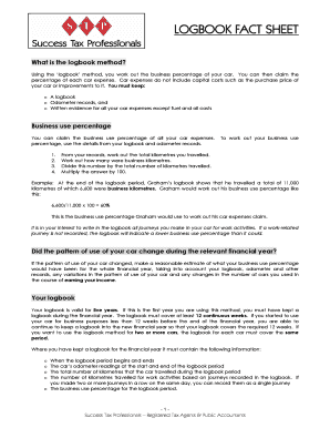 Fillable Online Log Book Fact Sheet - Success Tax Professionals Fax ...