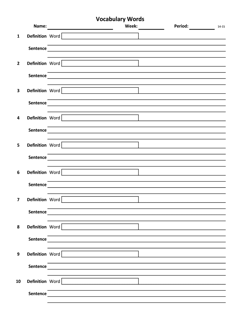 Fillable Online Vocab Form - 8-14.xlsx Fax Email Print - pdfFiller