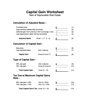 Fillable Online Capital Gain Worksheet Fax Email Print - pdfFiller