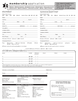 Fillable Online Membership application - Simon Family JCC Fax Email ...