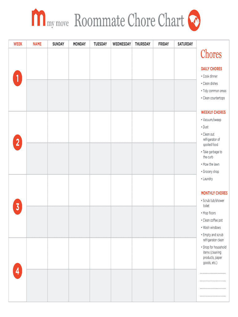 MyMove Roommate Chore Chart Fill And Sign Printable Template Online 