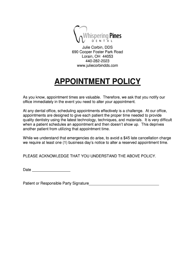 Fillable Online APPOINTMENT POLICY Fax Email Print - pdfFiller