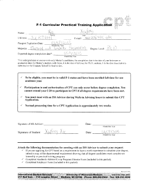 Fillable Online F-1 Curricular Practical Training Application Fax Email Print - pdfFiller