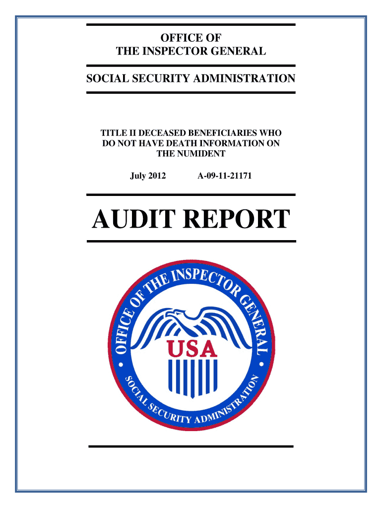 Fillable Online oig ssa Title II Deceased Beneficiaries Who Do Not Have ...