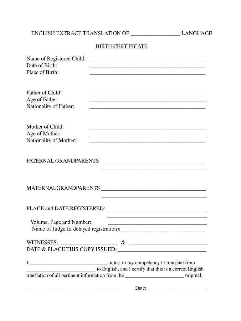 English Translation Of Birth Certificate Fill And Sign Printable 